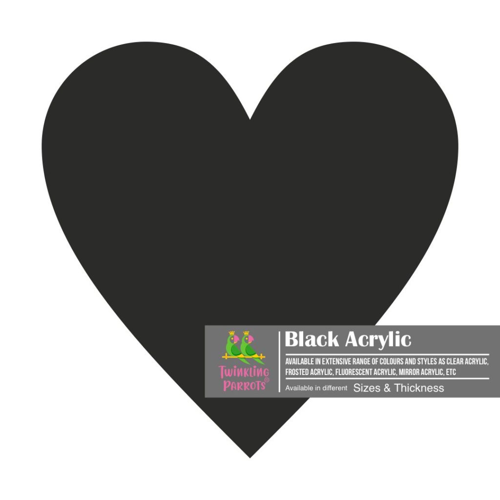 Black Acrylic Sheet | Plexiglass | Opaque | Heart Shape | DIY4U